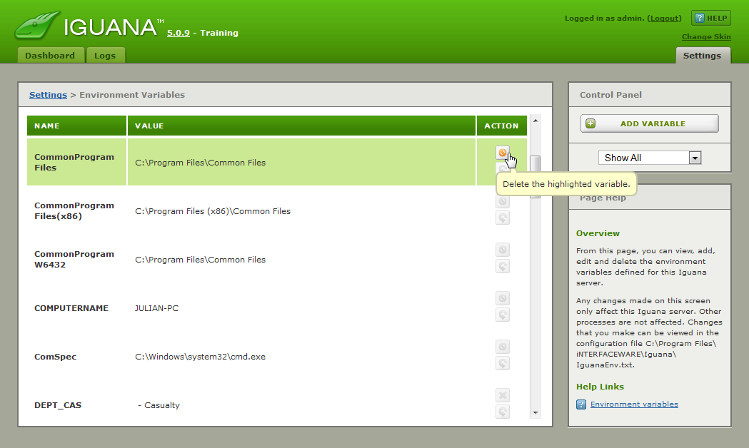 Environment Variables INTERFACEWARE Help Center