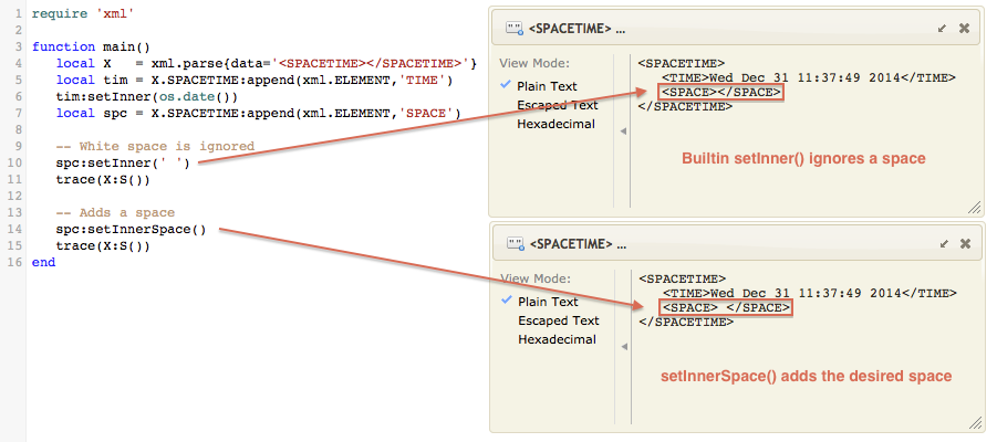 Code Setting An Xml Node To A Space Character Interfaceware Help Center